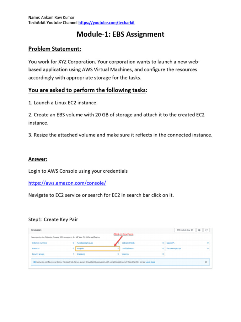 AWS Labs EBS EC2 Practical | PDF