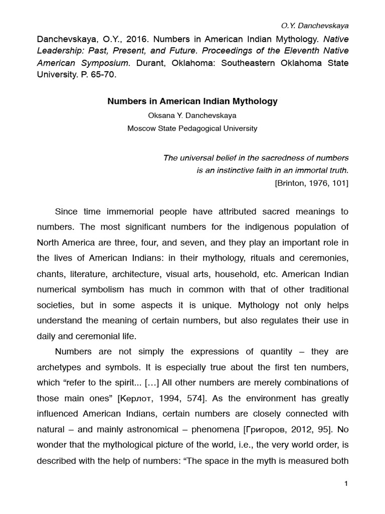 Sacred Numbers in Native American Mythology | PDF | Native Americans In ...