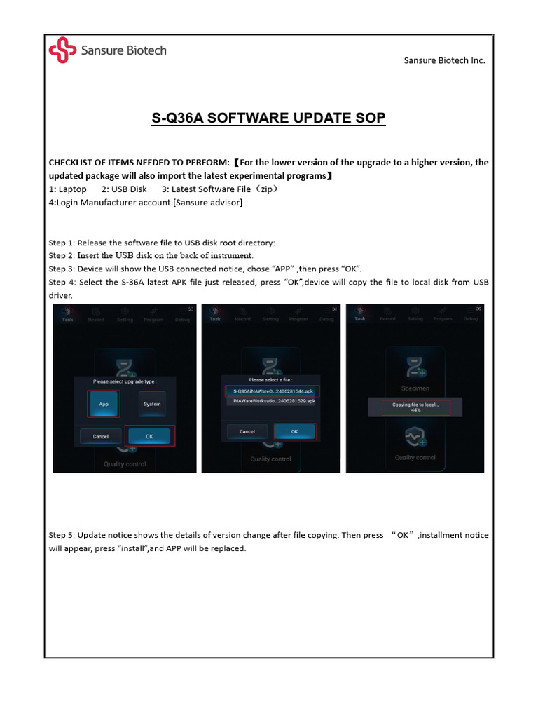 S-Q36A Software Update SOP | PDF