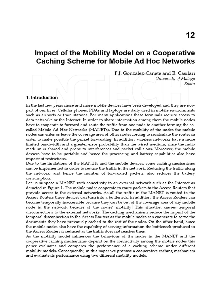 Impact of The Mobility Model On A Cooperative | PDF | Wireless Ad Hoc ...