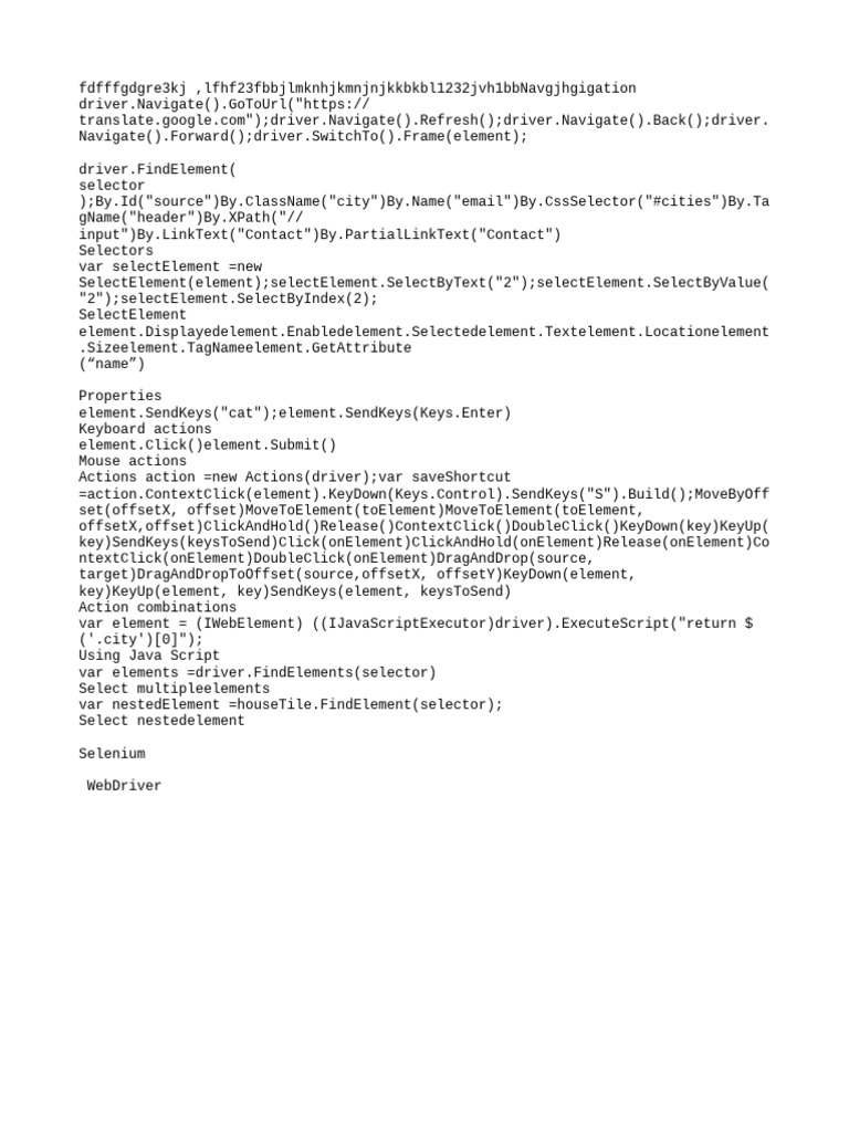 Selenium WebDriver Navigation & Actions | PDF