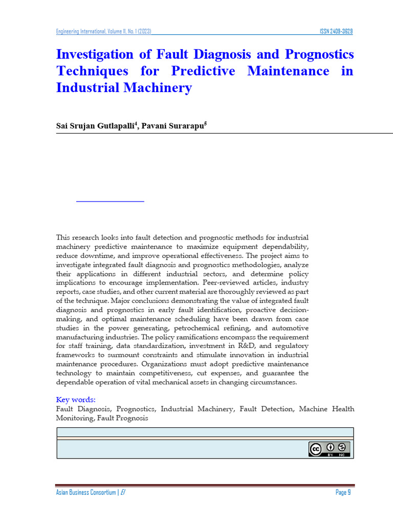 Investigation of Fault Diagnosis and Prognostics Techniques For Predictive Maintenance in ...