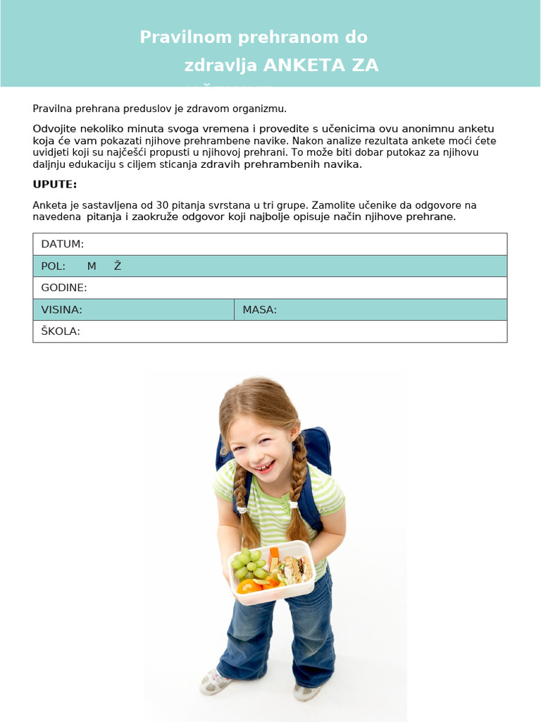 Anketa o Ishrani | PDF