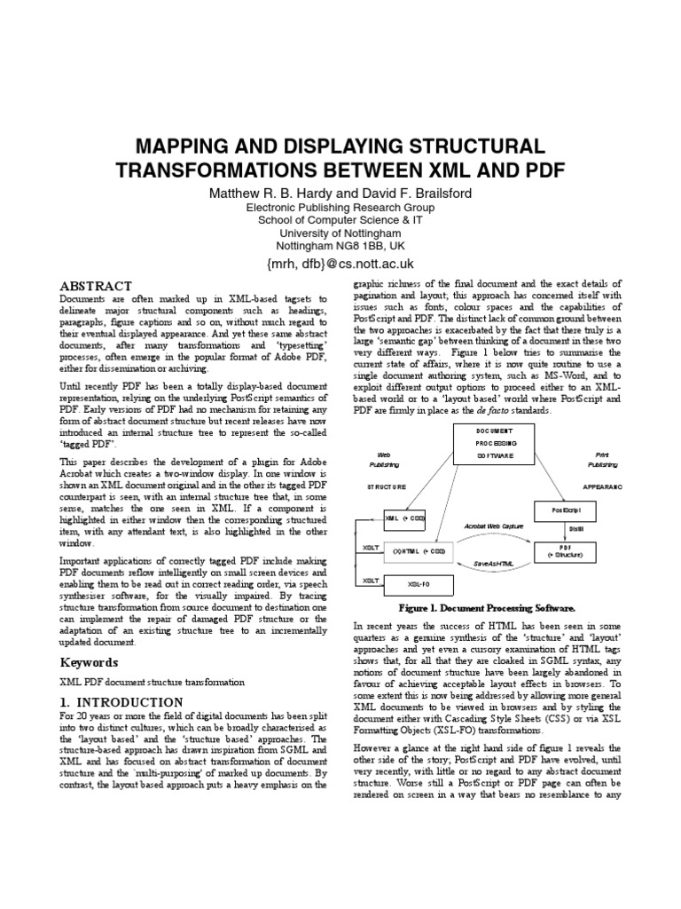Mapping and Displaying Structural Transformations Between XML and PDF | PDF | Html Element ...