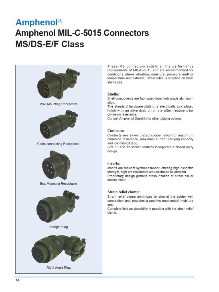 Amphenol MIL-C-5015 Connector Overview | PDF