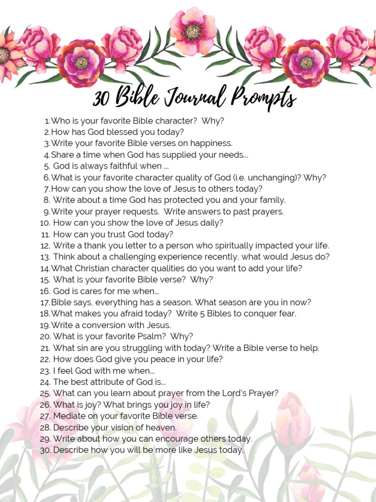 30 Bible Journal Prompts for Reflection | PDF