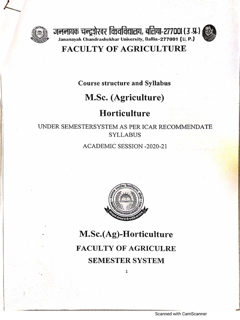 M.SC (Ag) Horticulture Syllabus | PDF