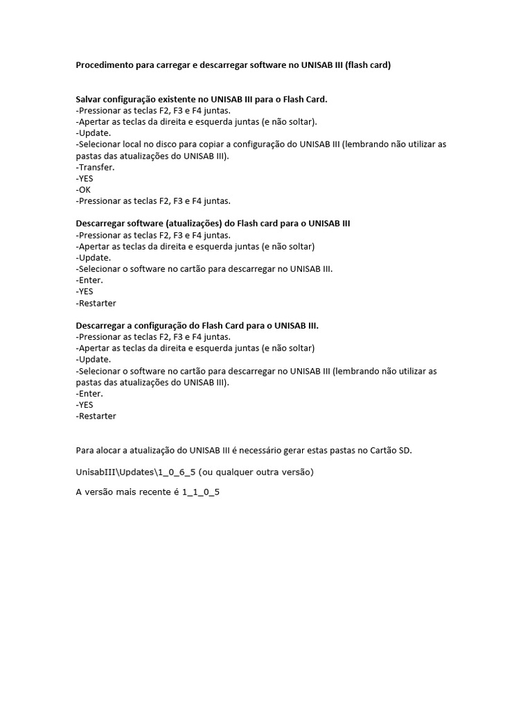Carregar e Descarregar Software UNISAB III | PDF