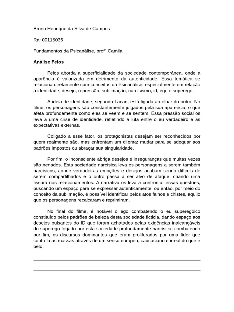 Feios Relatório | PDF