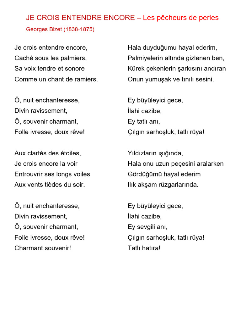 Je Crois Entendre Encore | PDF
