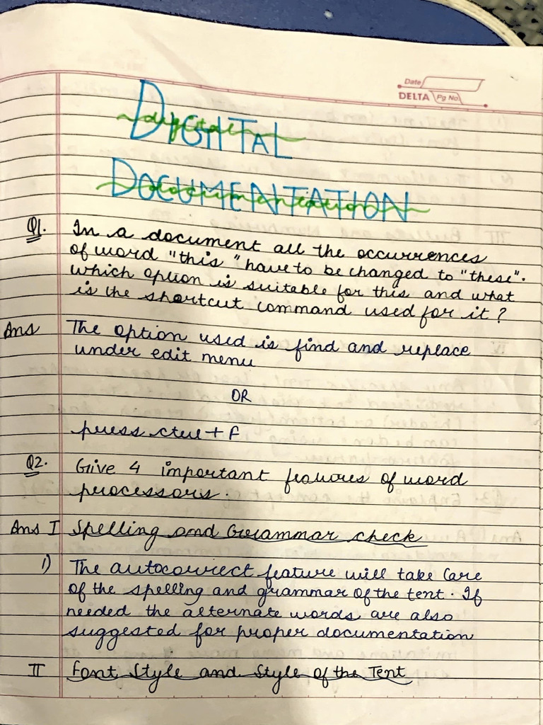 Class 9 Computer Ch-Digital Documentation Copy Work | PDF