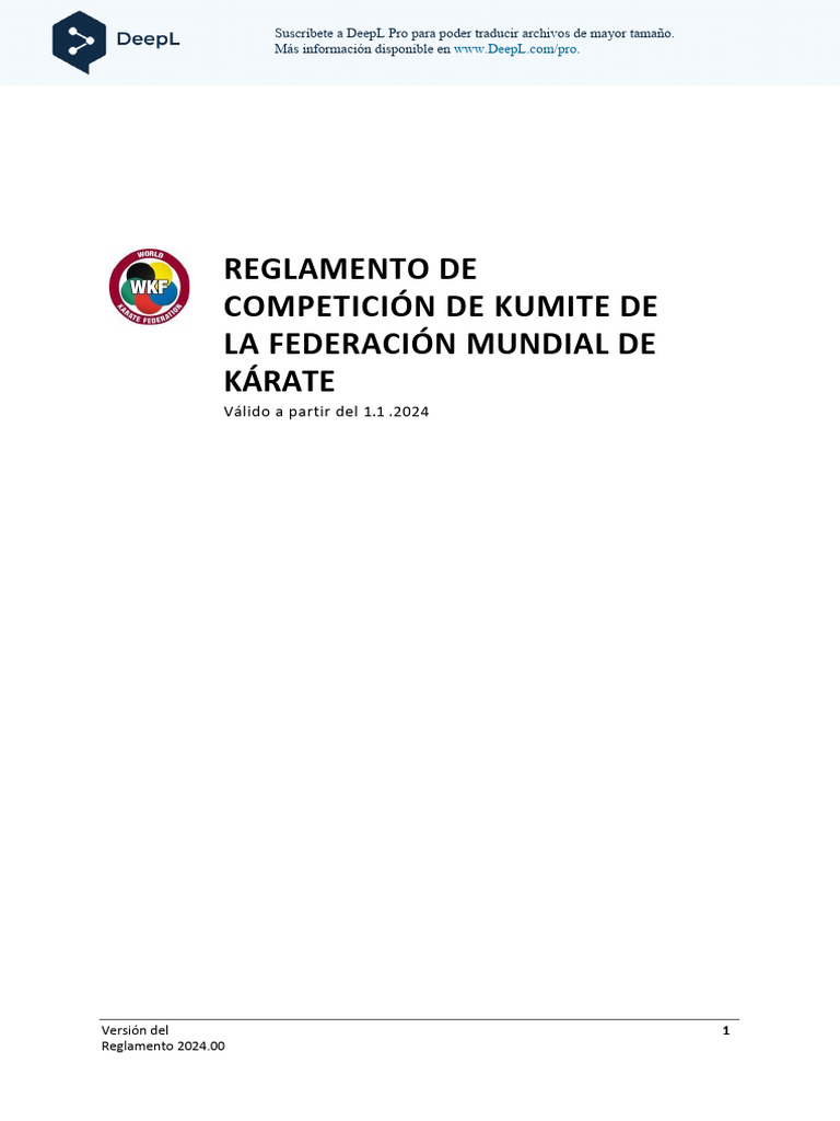 WKF - Kumite - Competition - Rules - 2024 Es (1) - Unlocked | PDF | Competencia | Árbitro
