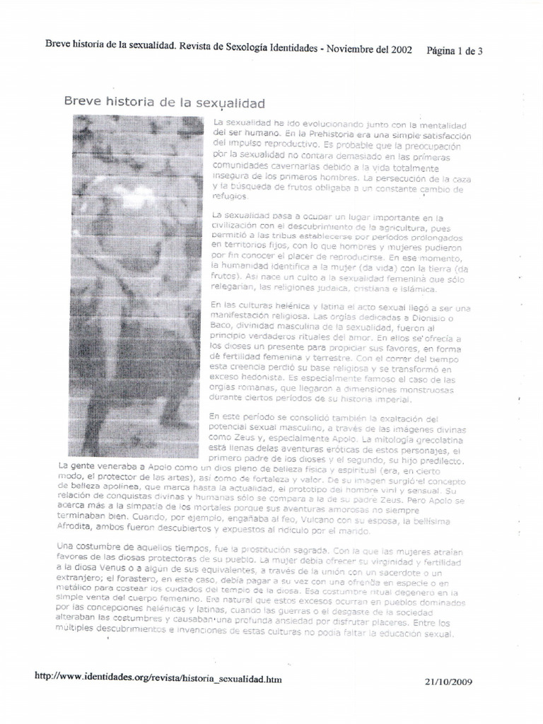 EJE1 - FICHA RESUMEN. Enfoques de La Sexualidad Lo Largo de La Historia. | PDF