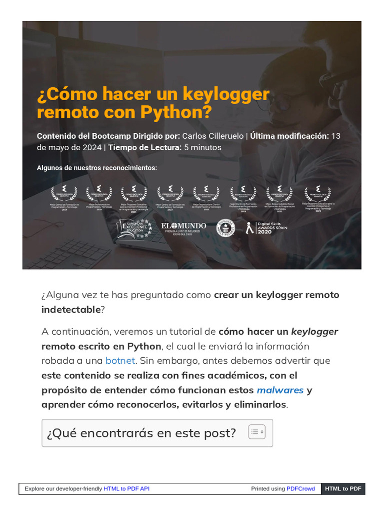 Como Hacer Un Keylogger Remoto Con Python Pdf Python Lenguaje De Programación Html