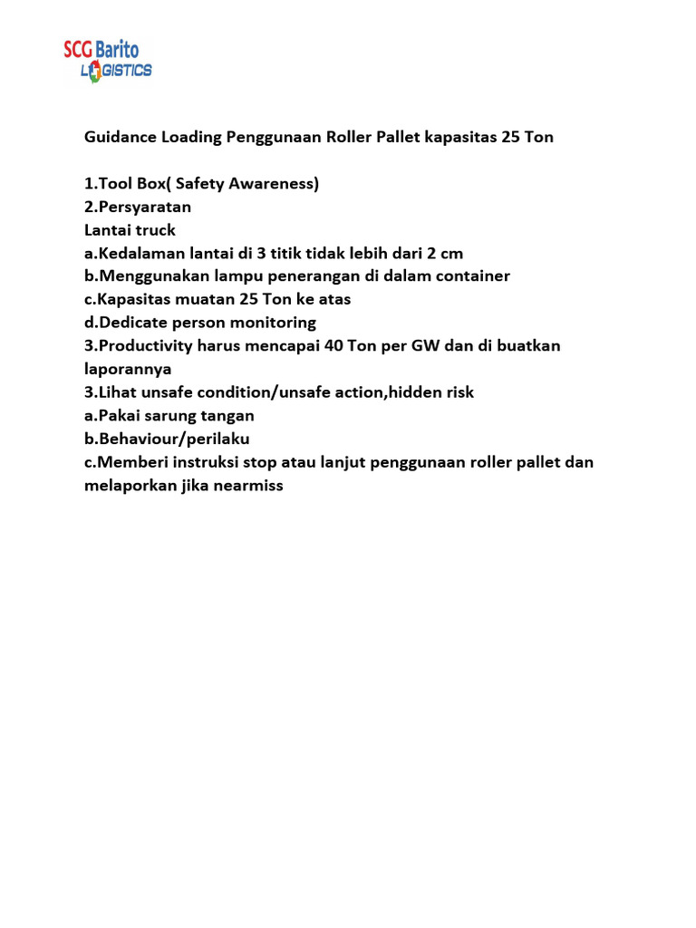 000 Guidance Loading Penggunaan Roller Pallet Muatan 25 Ton Okt 2024 ...