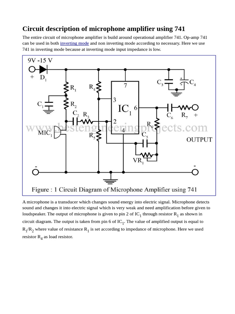 Amplifier Using 741 | PDF