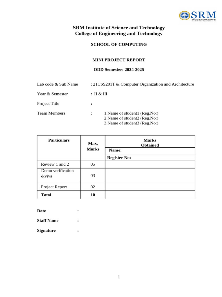 Mini Project Form - Sample | PDF | Timer | Computer Engineering