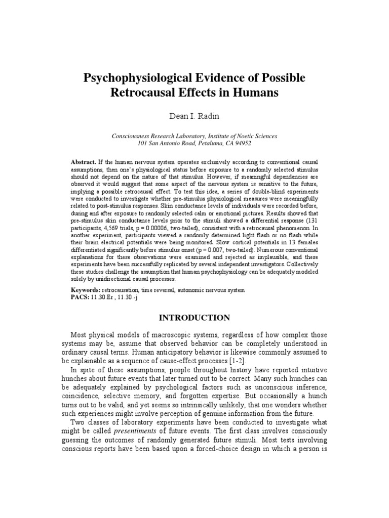 Dean I. Radin - Psychophysiological Evidence of Possible Retrocausal ...