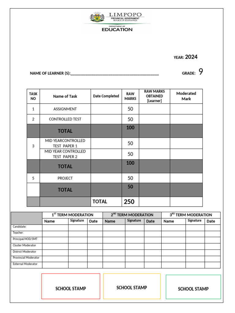 2024 Ems Learners' Summary Sheet Grade 9 - 075528 | PDF