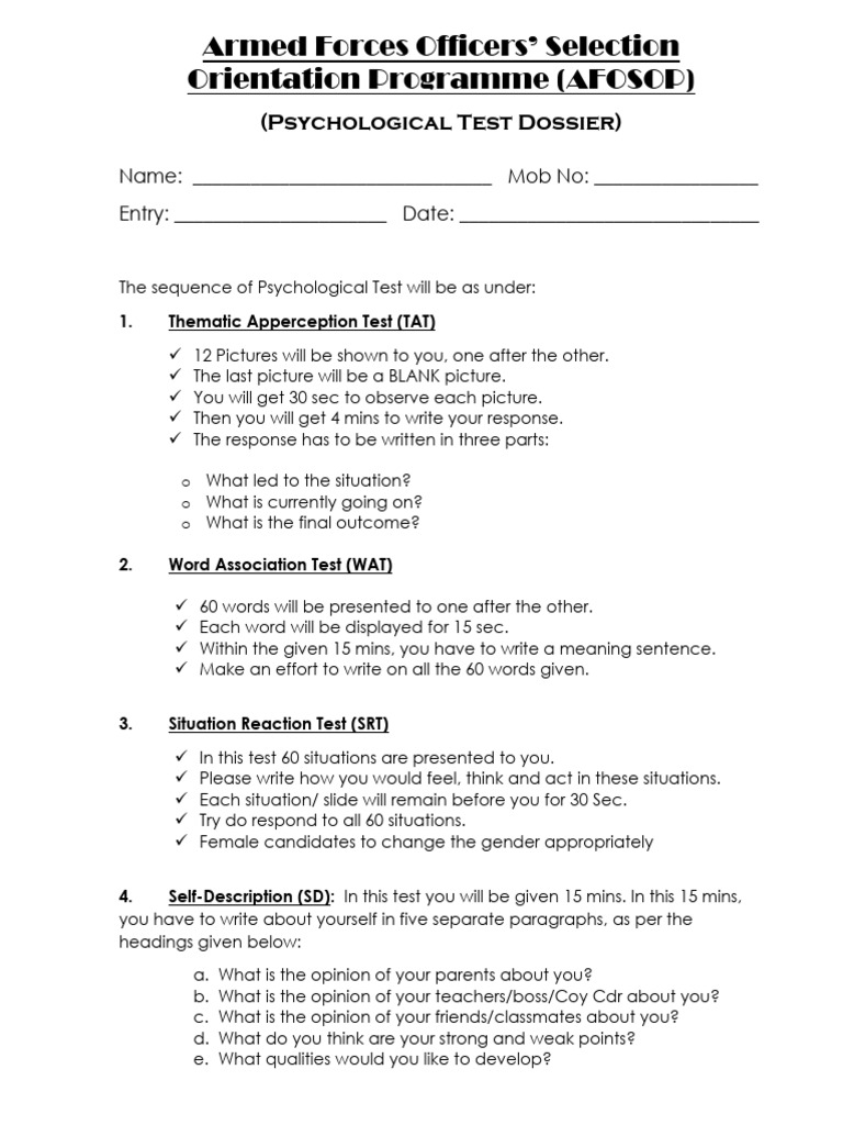 Psychological Test Dossier Overview | PDF | Psychology | Psychological ...