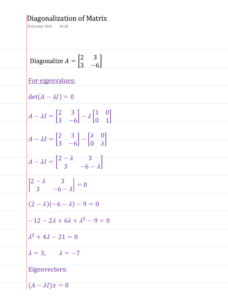 Diagonalization of Matrix | PDF