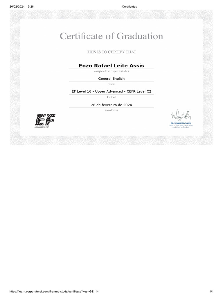 Certificado de Ingles | PDF