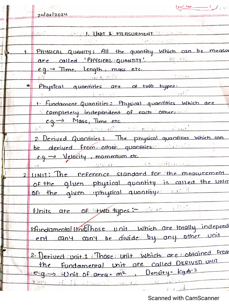 Physics Chapter 1 Unit and Measurement | PDF