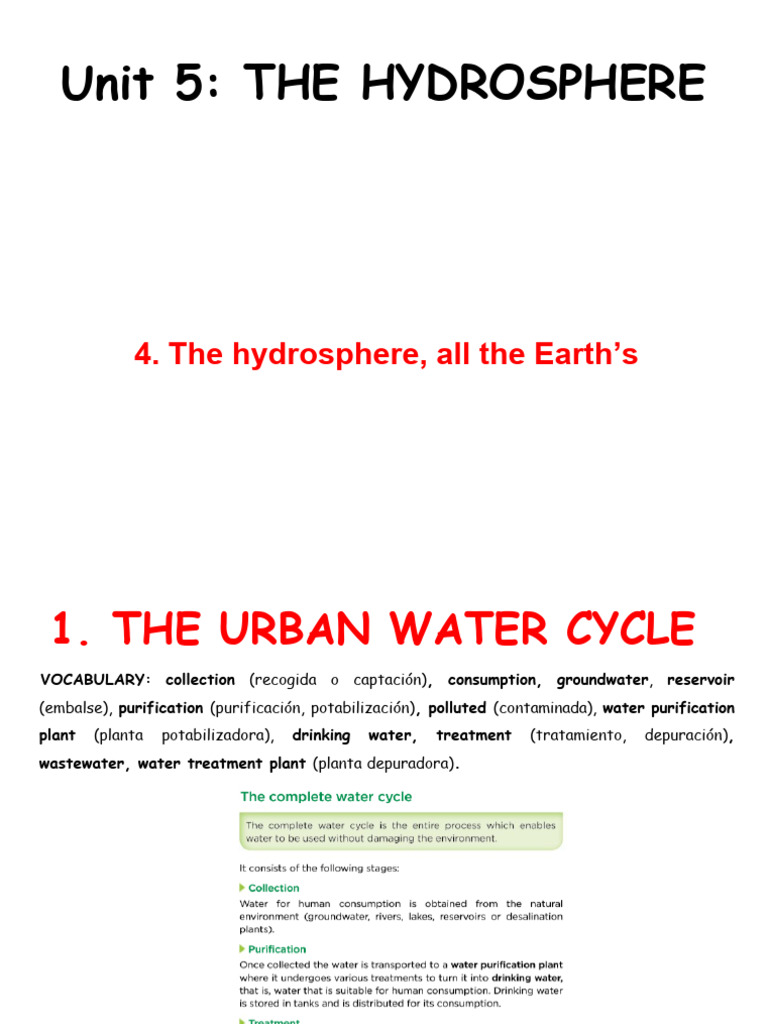 Unit 5. The Hydrosphere 20192020 4 | PDF | Water | Water Pollution