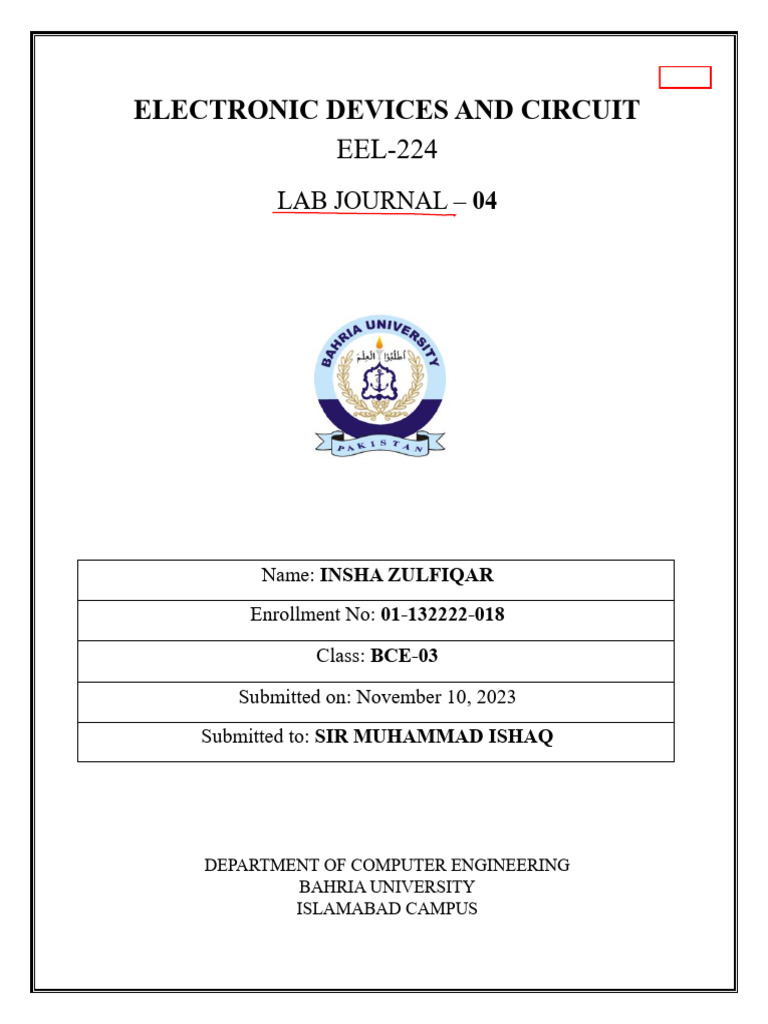 Edc Lab 4 | PDF | Amplifier | Electronic Circuits
