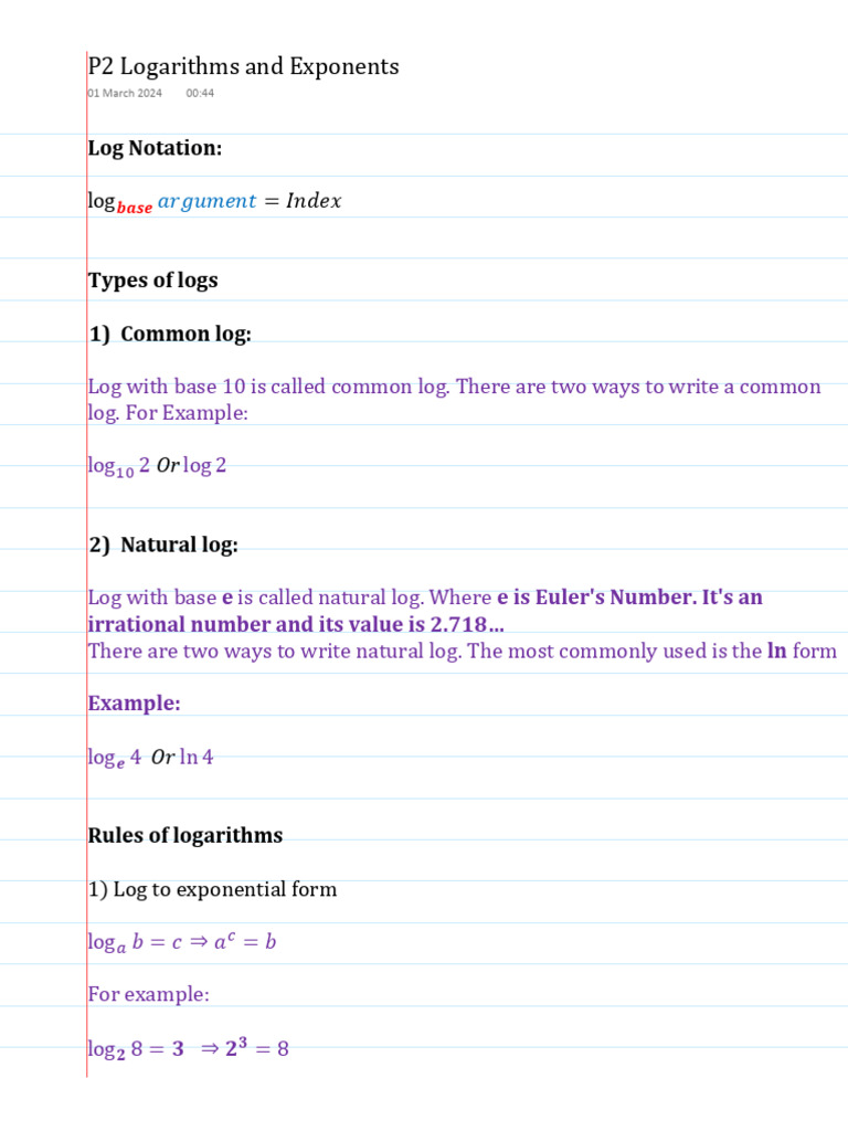 P2 Logarithms and Exponents | PDF