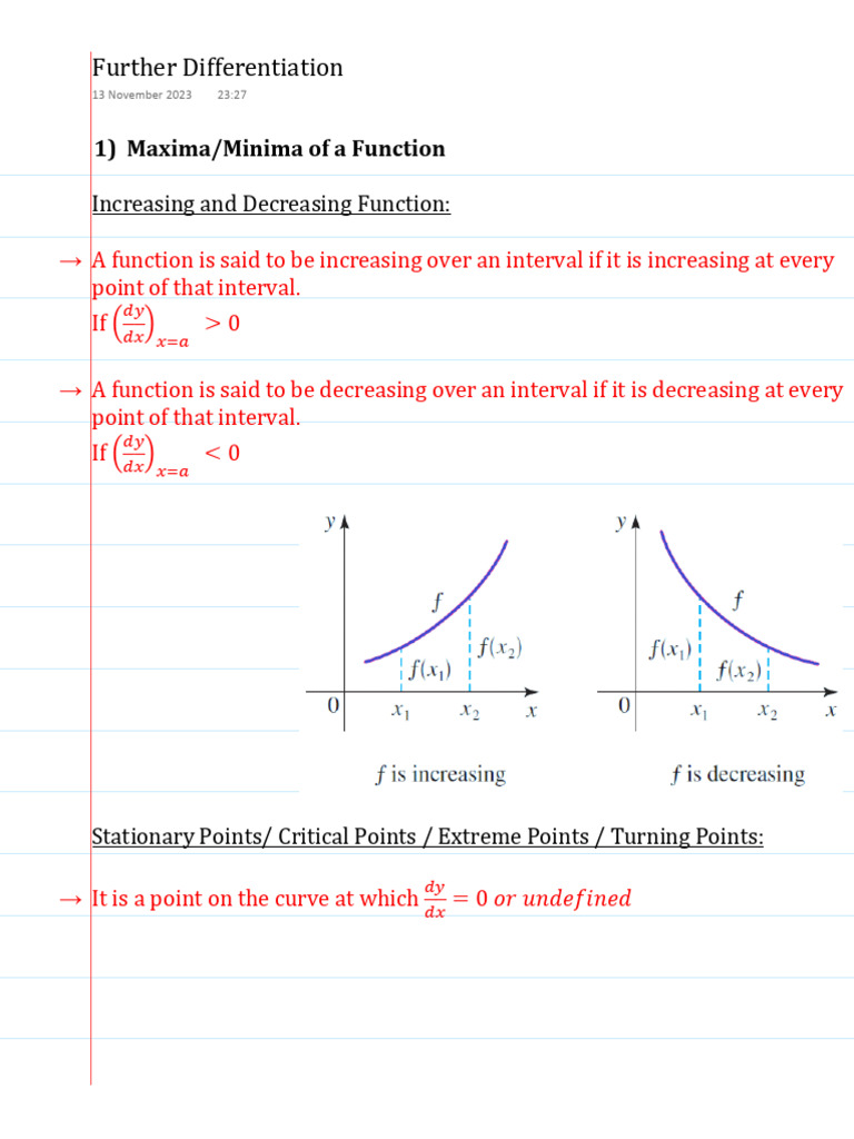 P1 Further Differentiation | PDF | Derivative | Subtraction