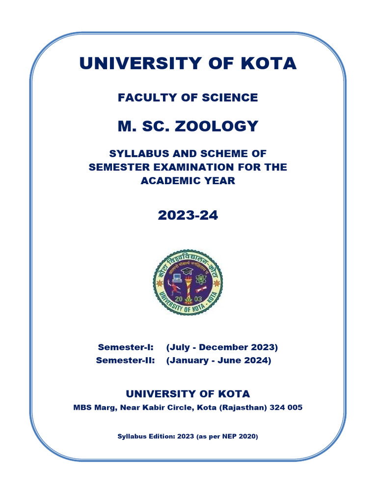 1260 - M. Sc. Zoology Semester I & II | PDF | Gene | Genetic Linkage