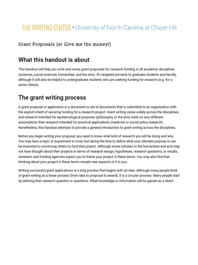 Grant Writing Guide for Researchers | PDF | Grant Writing | Methodology