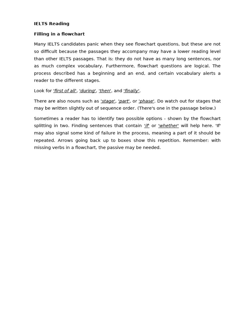 IELTS Reading Filling in a flowchart | PDF