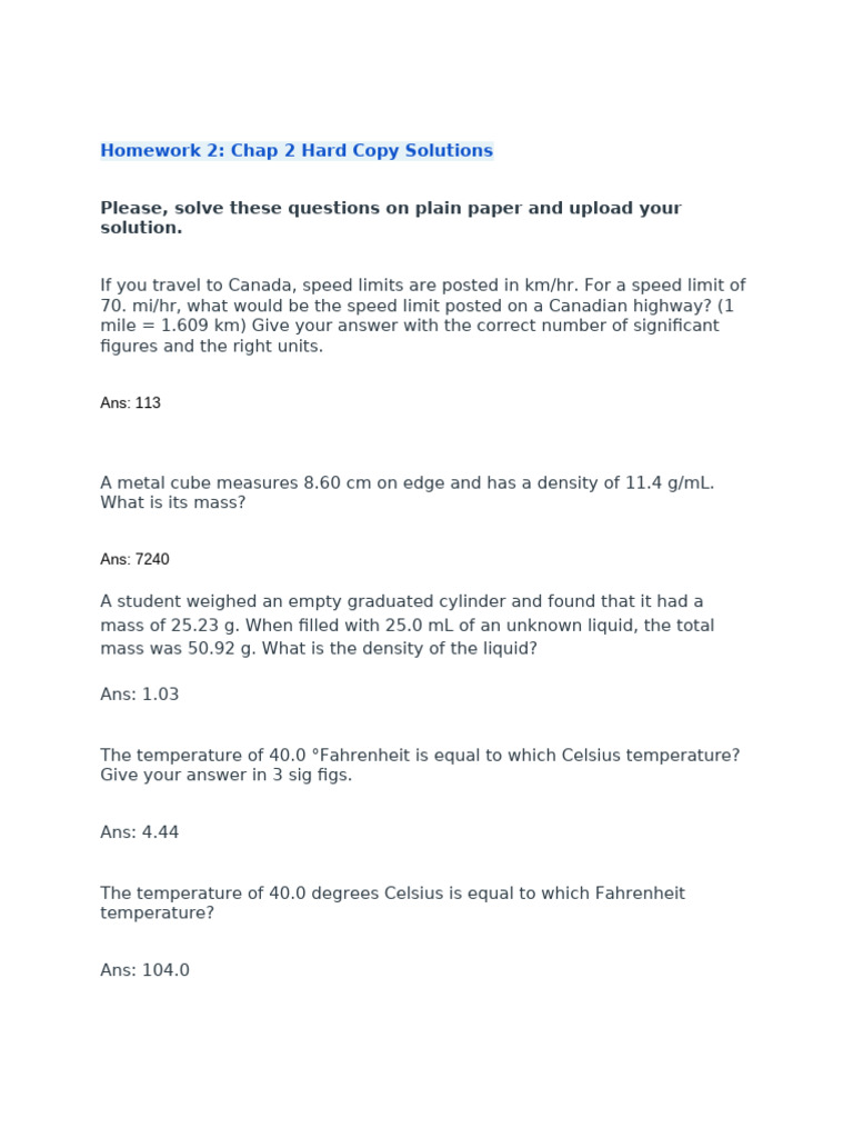 Homework 2_ Chap 2 Hard Copy Solutions | PDF