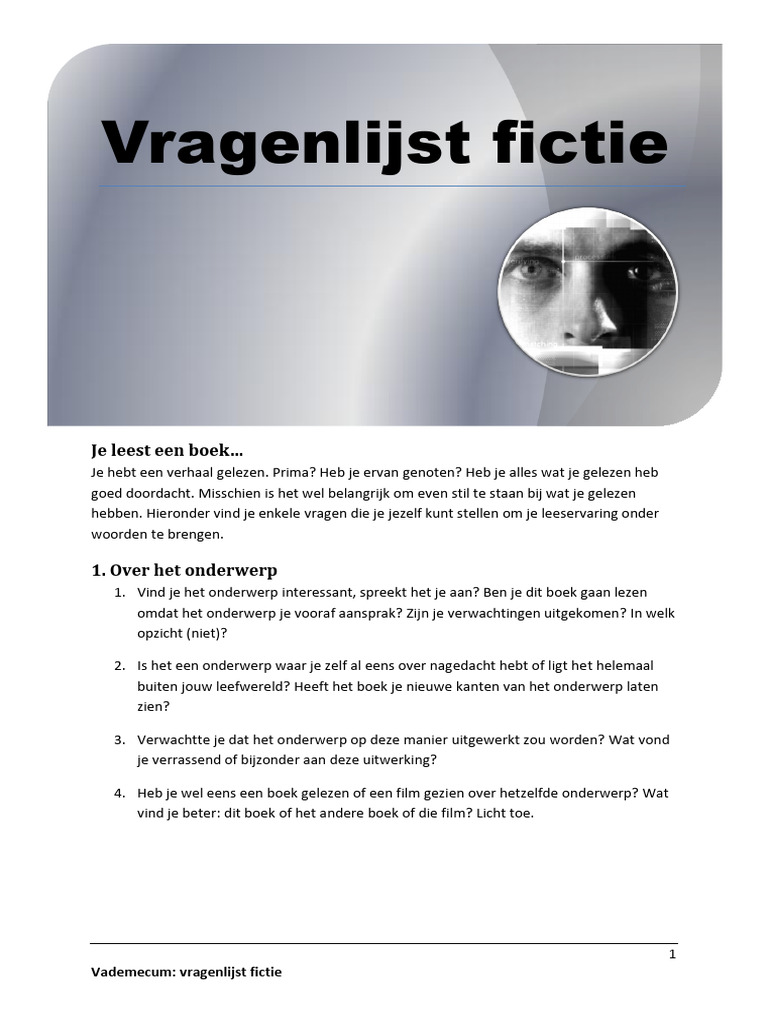 Vragenlijst - Fictie Havo 5 | PDF