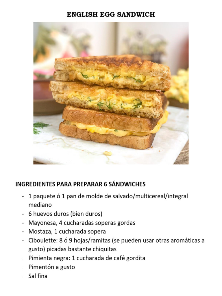 Sandwich Tradicional Inglés de Huevo | PDF