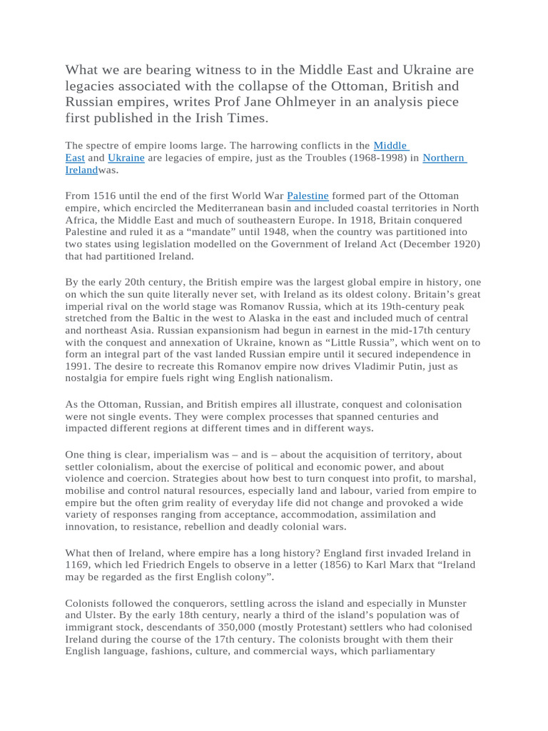 How Ireland Served As A Labrotary... | PDF | Ireland | British Empire