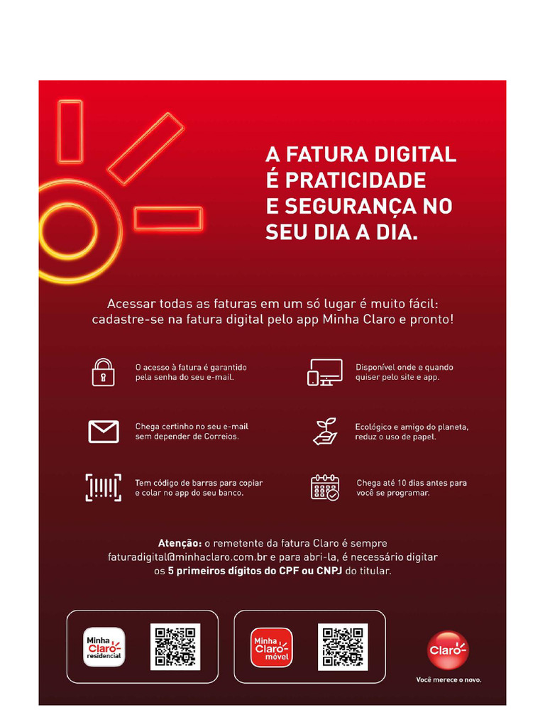 Fatura Claro: Detalhamento e Pagamento | PDF | Bancos | Serviços ...