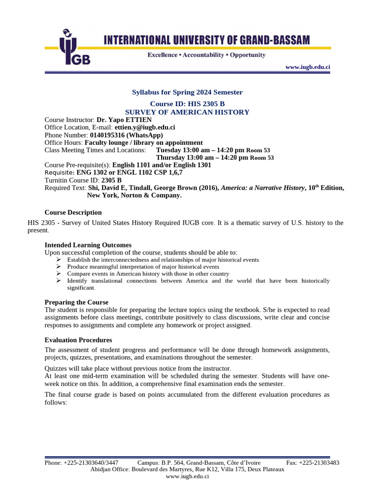 Syllabus His 2305 B | PDF