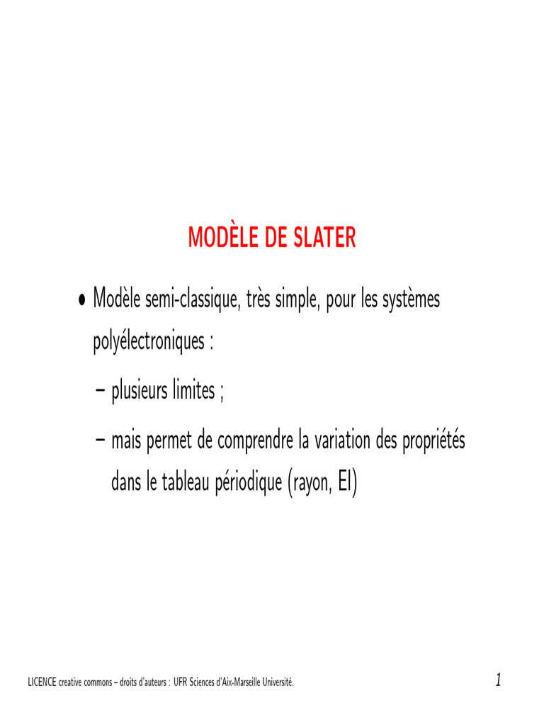 Modèle de Slater et Énergie Atomique | PDF | Atomes | Orbitale atomique