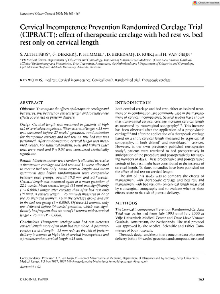 Ultrasound in Obstet Gyne - 2002 - Althuisius - Cervical Incompetence ...