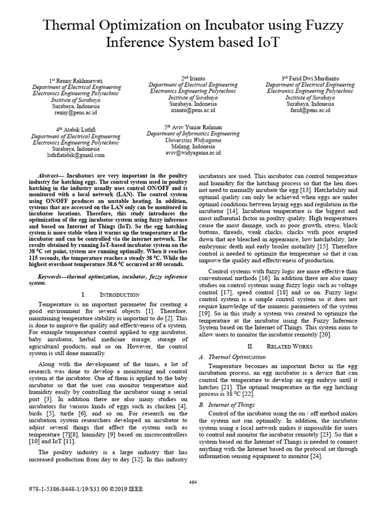 Thermal Optimization On Incubator Using Fuzzy Inference System Based IoT | PDF | Amplifier ...
