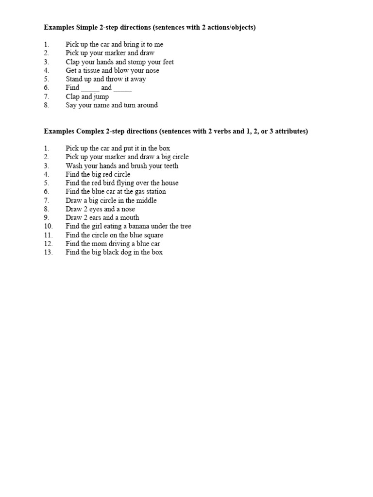 Examples of Complex 2 Step Directions | PDF