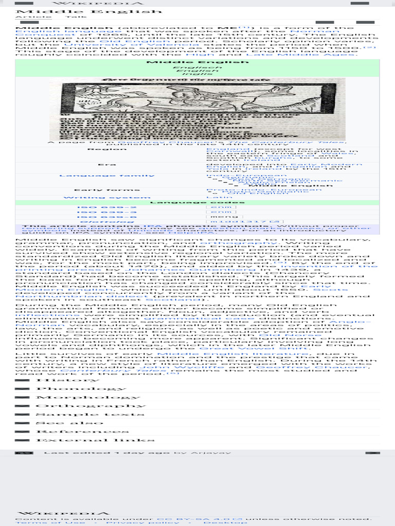 Middle English - Wikipedia | PDF | English Language | Language Families