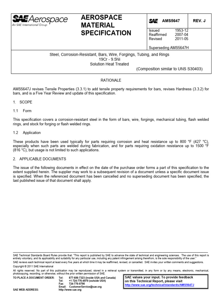 AMS 5647 Rev J | PDF | Steel | Stainless Steel