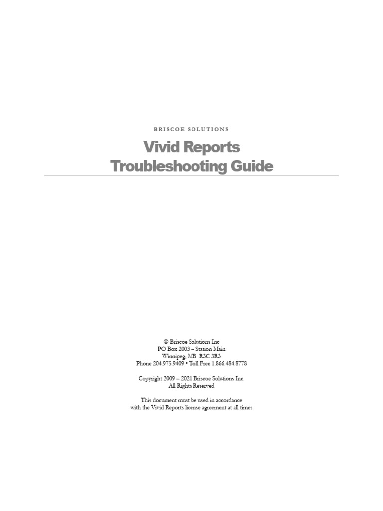 Vivid Reports - Troubleshooting Guide 1.8 | PDF | Microsoft Excel ...