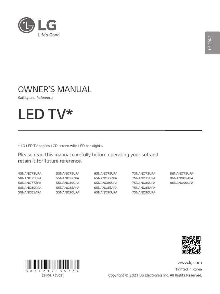 LG 86nano90upa User's Manual | PDF | Hdmi | Television