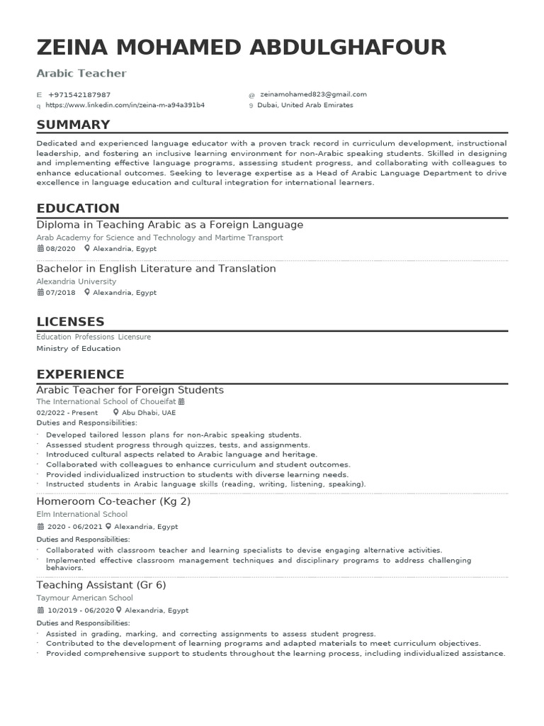 Zeina Mohamed Abdulghafour | PDF | Teachers | Learning