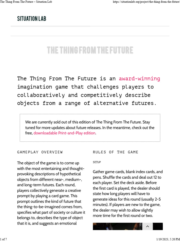 The Thing From The Future - Situation Lab | PDF